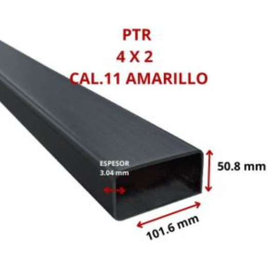 PTR 4 X 2 101.6 X 50.8 MM CAL.11 AMARILLO - Macro Aceros
